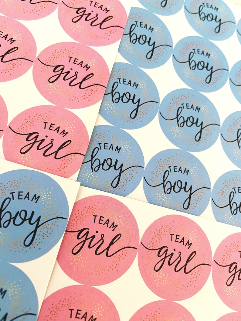 Team Girl and Team Boy Gender Reveal Stickers Label - Etsy