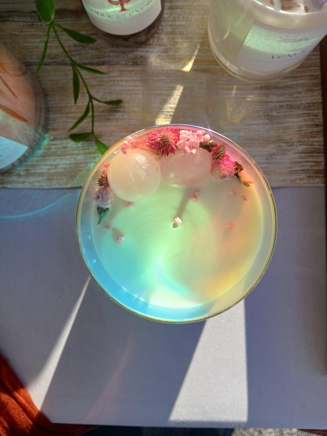 Angel Numbers Crystal Intention Candle With Flowers: Healing Crystals ...