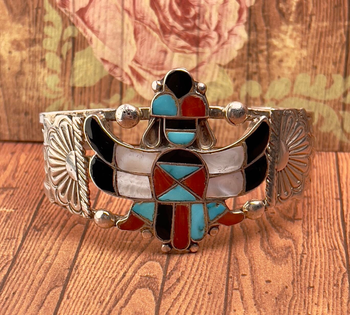 Zuni Stone Inlay Knifewing Cuff Bracelet - Etsy