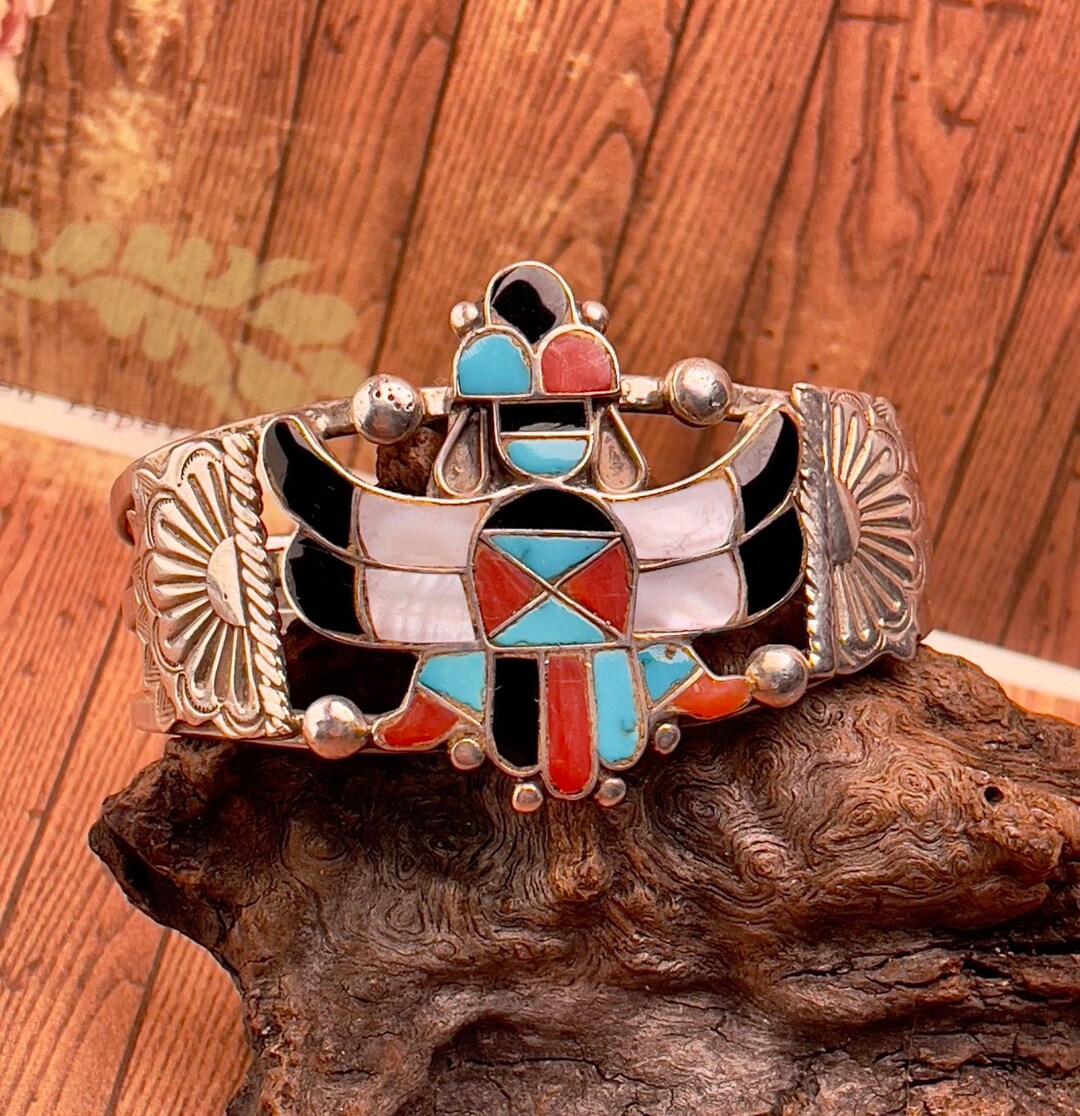 Zuni Stone Inlay Knifewing Cuff Bracelet - Etsy