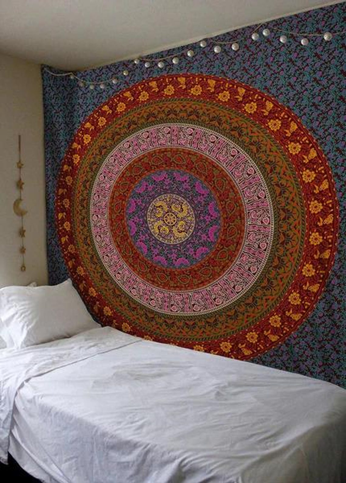 Sun and Moon Star Multi Tapestry Wall Hanging Mandala Tapestries Indian ...