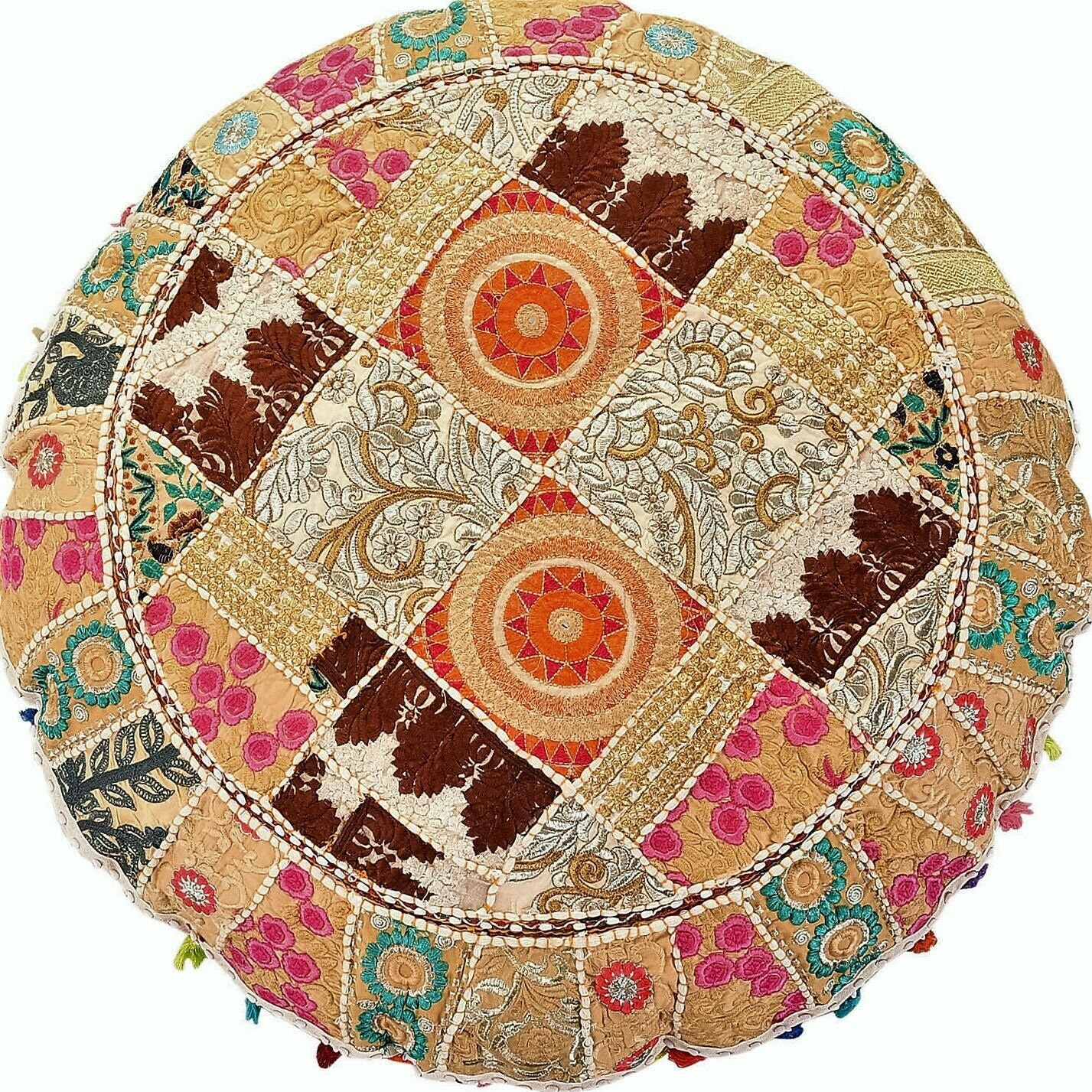 Round Patchwork Cushion Cover Floor Cushion Medition Cushion Cover ...