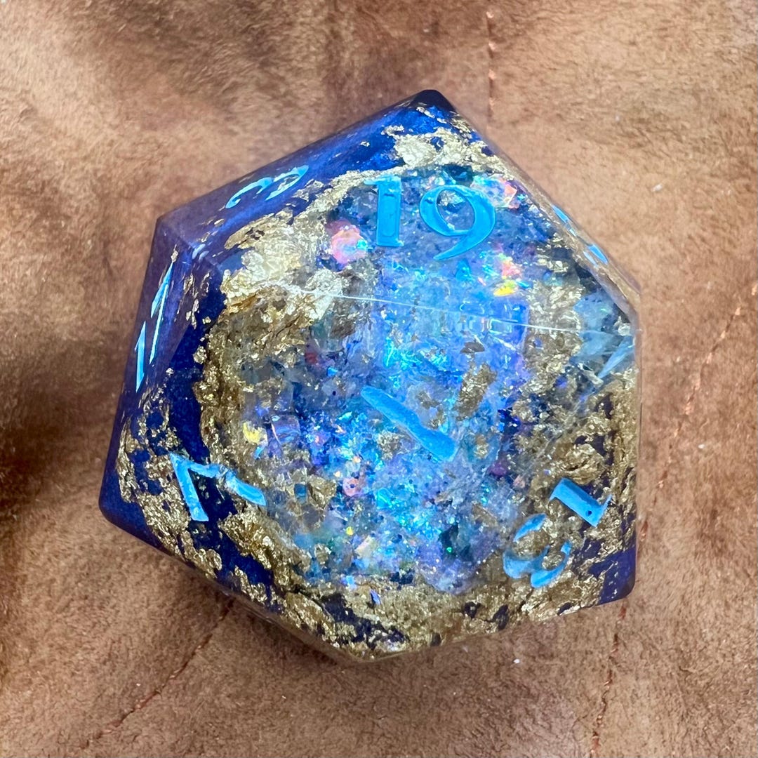 Blue Geode Handmade Jumbo D20 Chonk – Polyhedron, Sharp Edge Dice Made ...