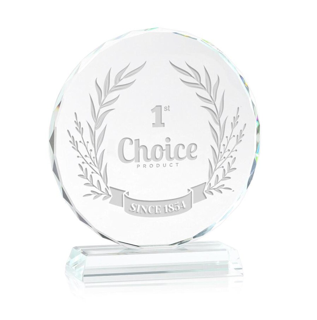 Custom Crystal Award With Base - Round Edge Crystal Glass Awards ...