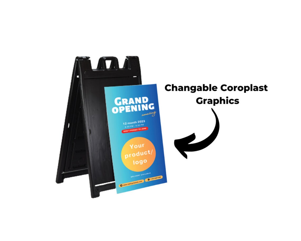 Black A-frame Display Sign for Promotional Sign Business Sign Printed 2 ...