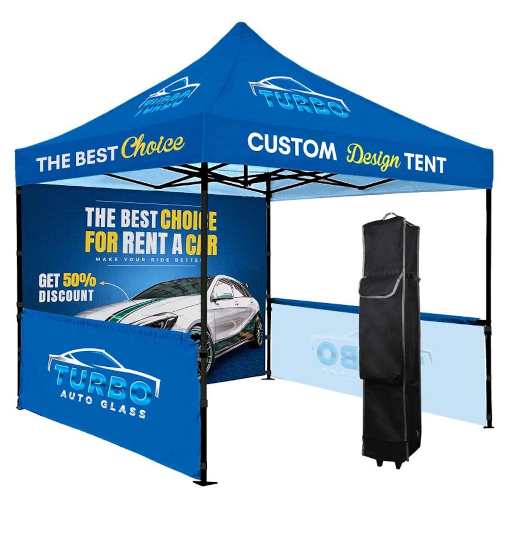 10' X 10' Commercial Steel Frame Tent Kit, Full Back Wall & 2 Half Side ...