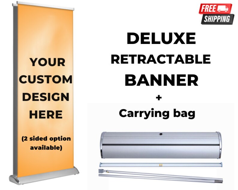 Deluxe Roll up Banner Stand Double Sided Custom Retractable - Etsy