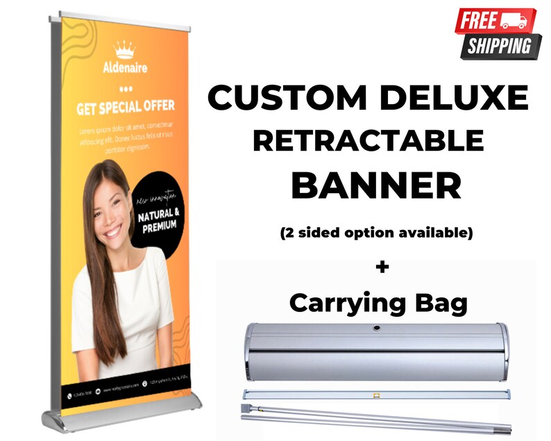 Deluxe Roll up Banner Stand Double Sided Custom Retractable - Etsy
