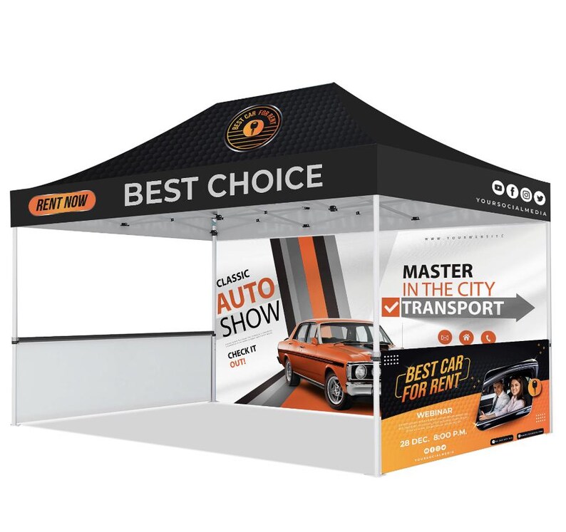 10' X 15' Custom Pop-up Tent Kit, Full Wall and 2 Half Walls, Dye ...