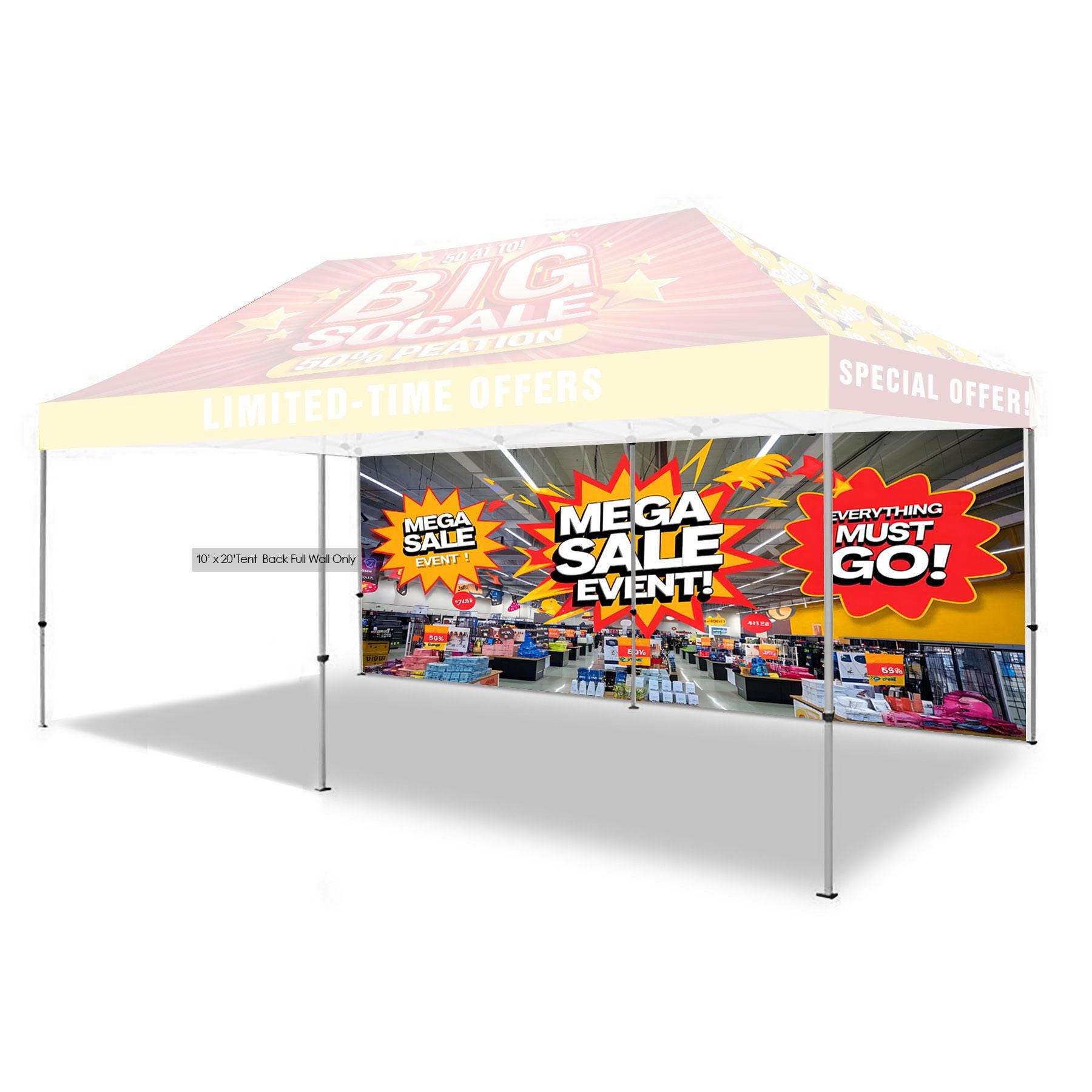 10x20' Custom Tent Back Wall, Full-color Printing, Heavy-duty Outdoor ...