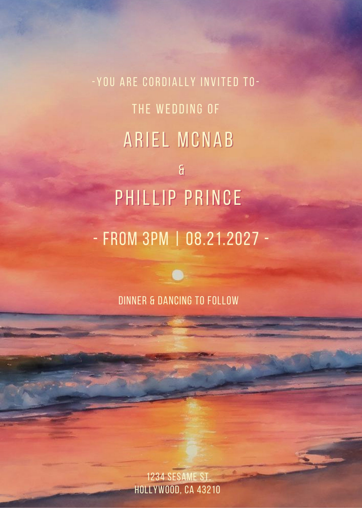 Custom Sunset Beach Destination Wedding Invitations - Etsy