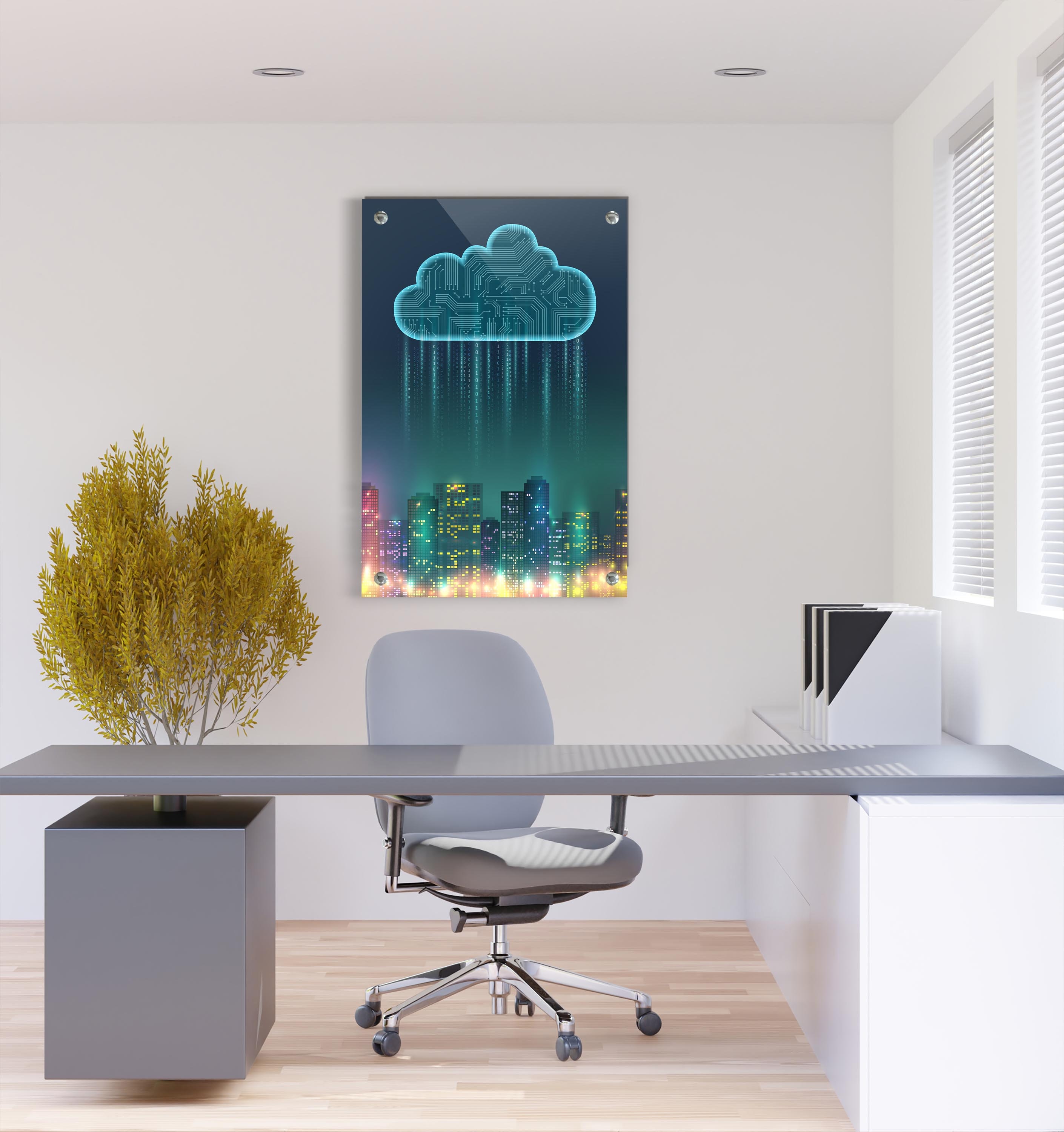 Circuit Board Print, Computer Science Gifts, Cityscape Buildings Wall ...