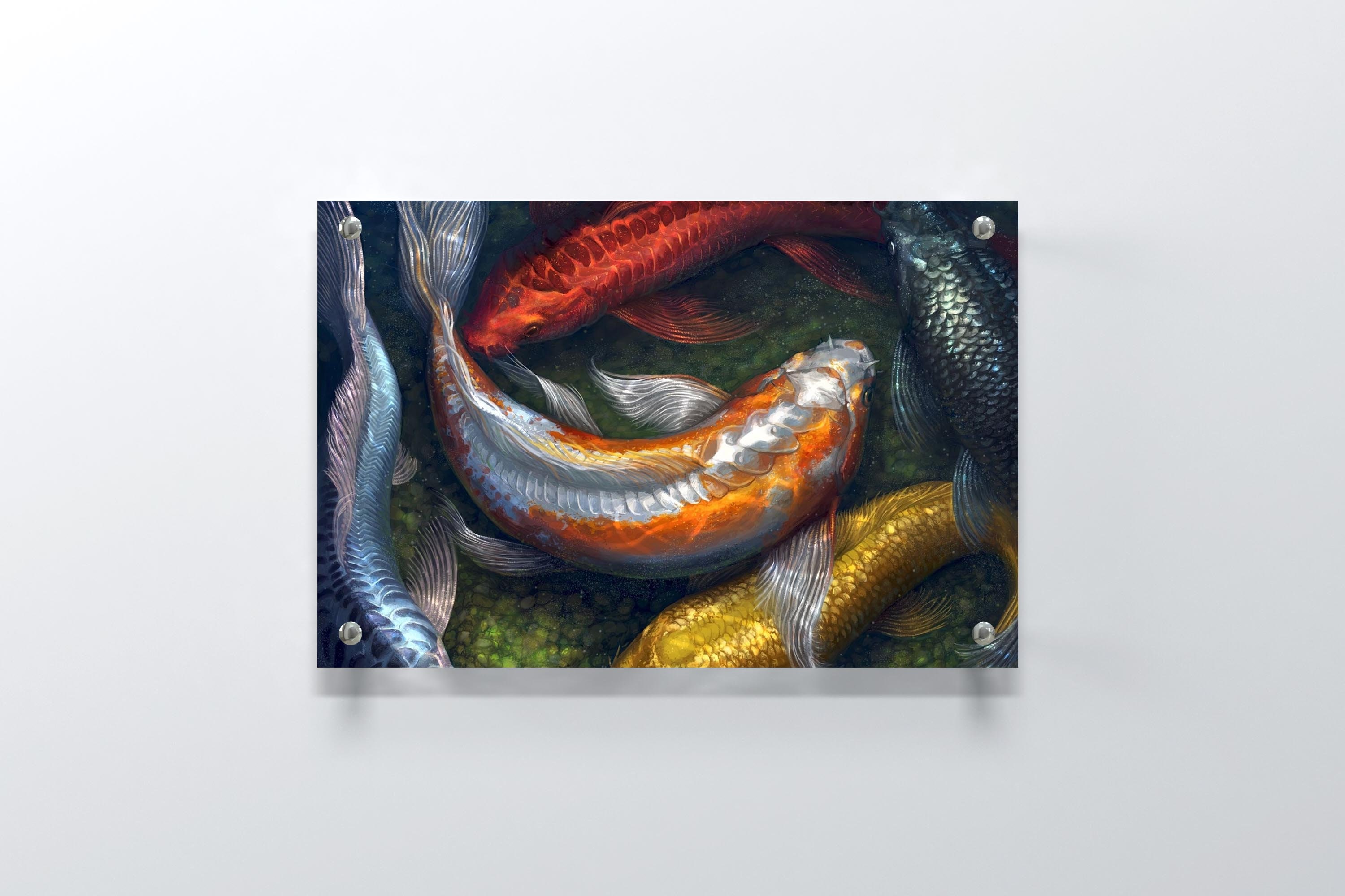 Koi Fish Pond Wall Art Japanese Room Decor Asian Home - Etsy