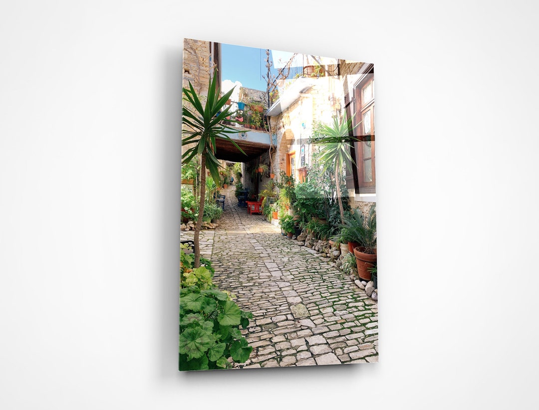 Small Town Streets Wall Art, Glass Printing, Narrow Alley Buildings ...