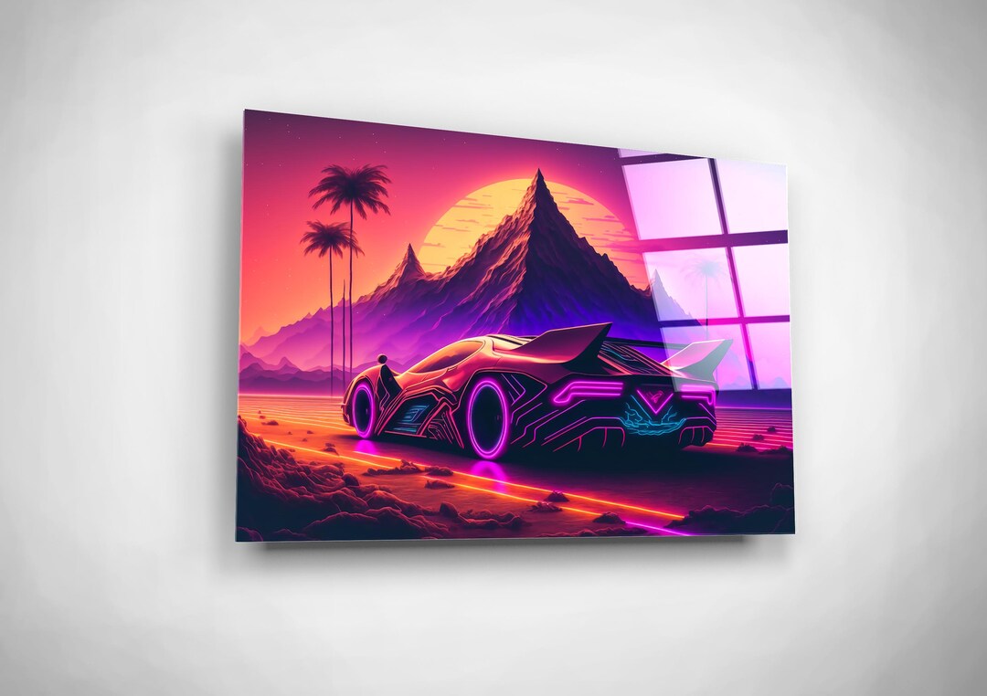 Vaporwave Aesthetic Room Decor, Cyberpunk Wall Art, Sports Race Car ...