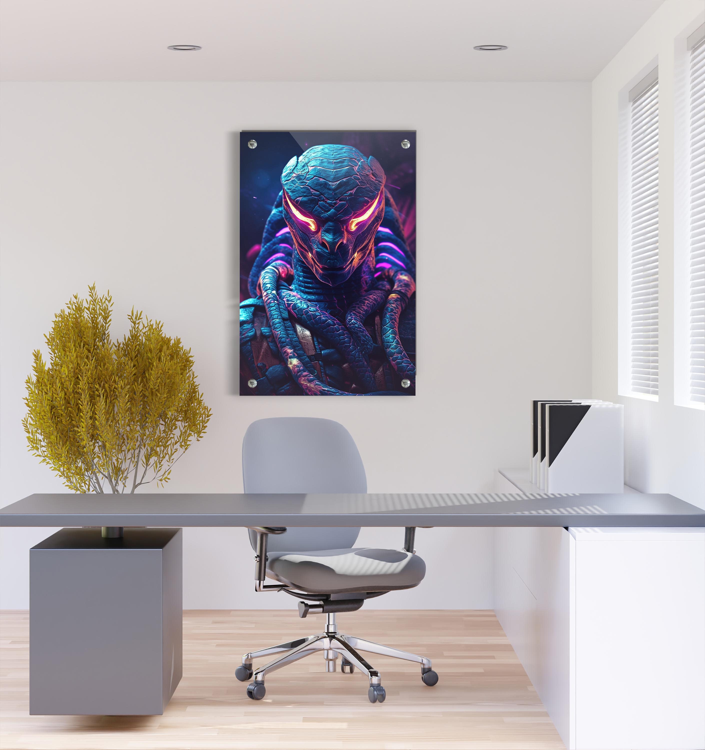 Cyborg Wall Art, Futuristic Cyberpunk Art, AI Generated Painting, Glass ...