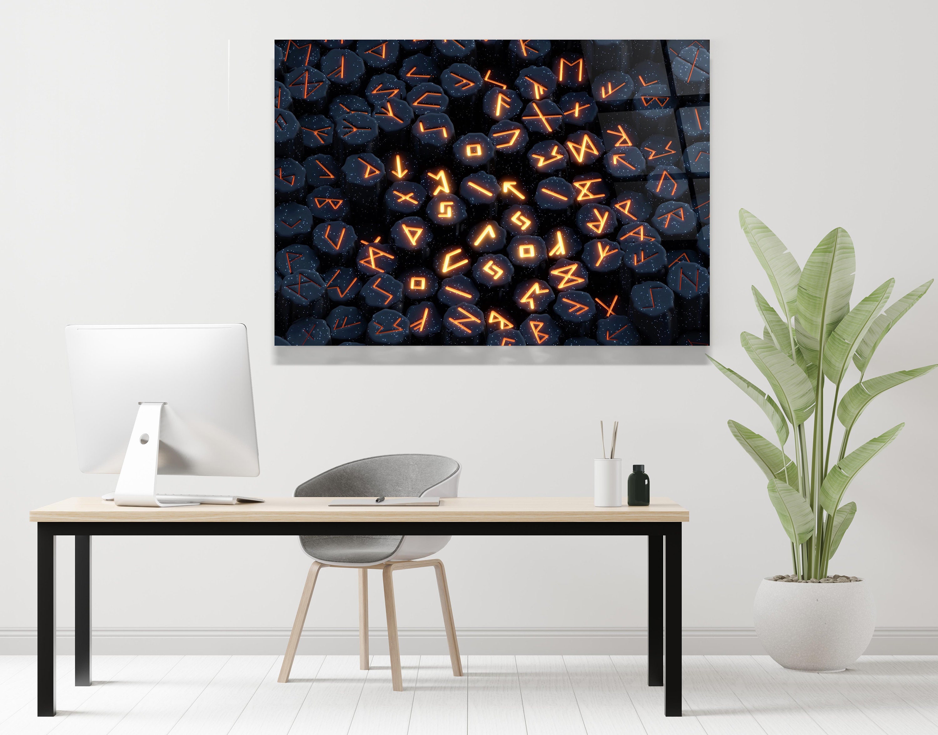 Runes Wall Art Runic Symbols Print on Canvas Glass - Etsy