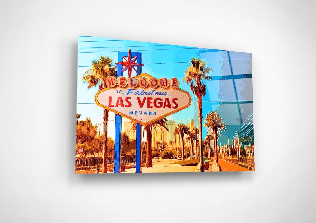 Las Vegas Road Sign, Tempered Glass Wall Art, American Decor - Etsy