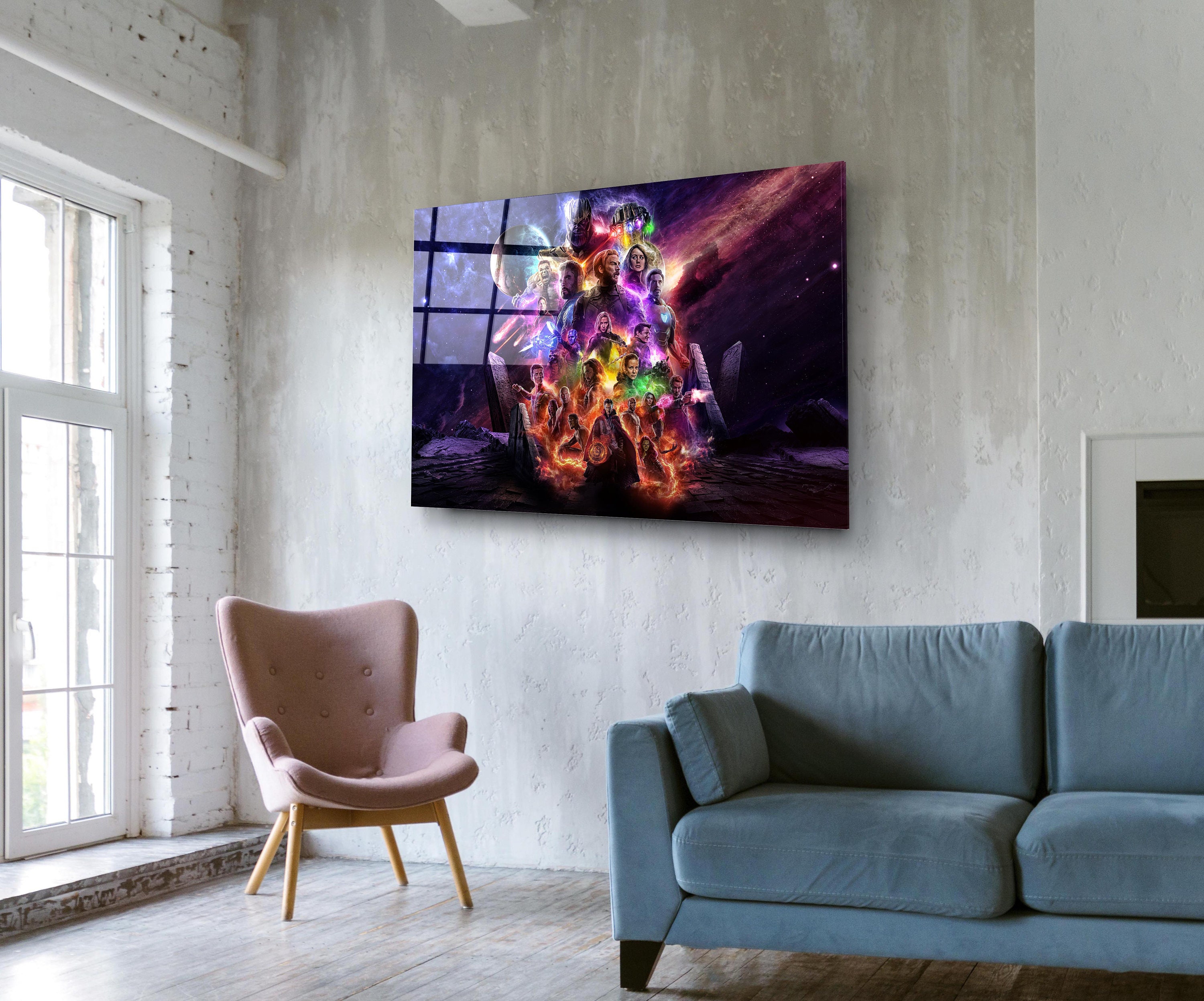 Avengers Endgame Wall Art, Infinity War Gauntlet Glass Print, Marvels ...