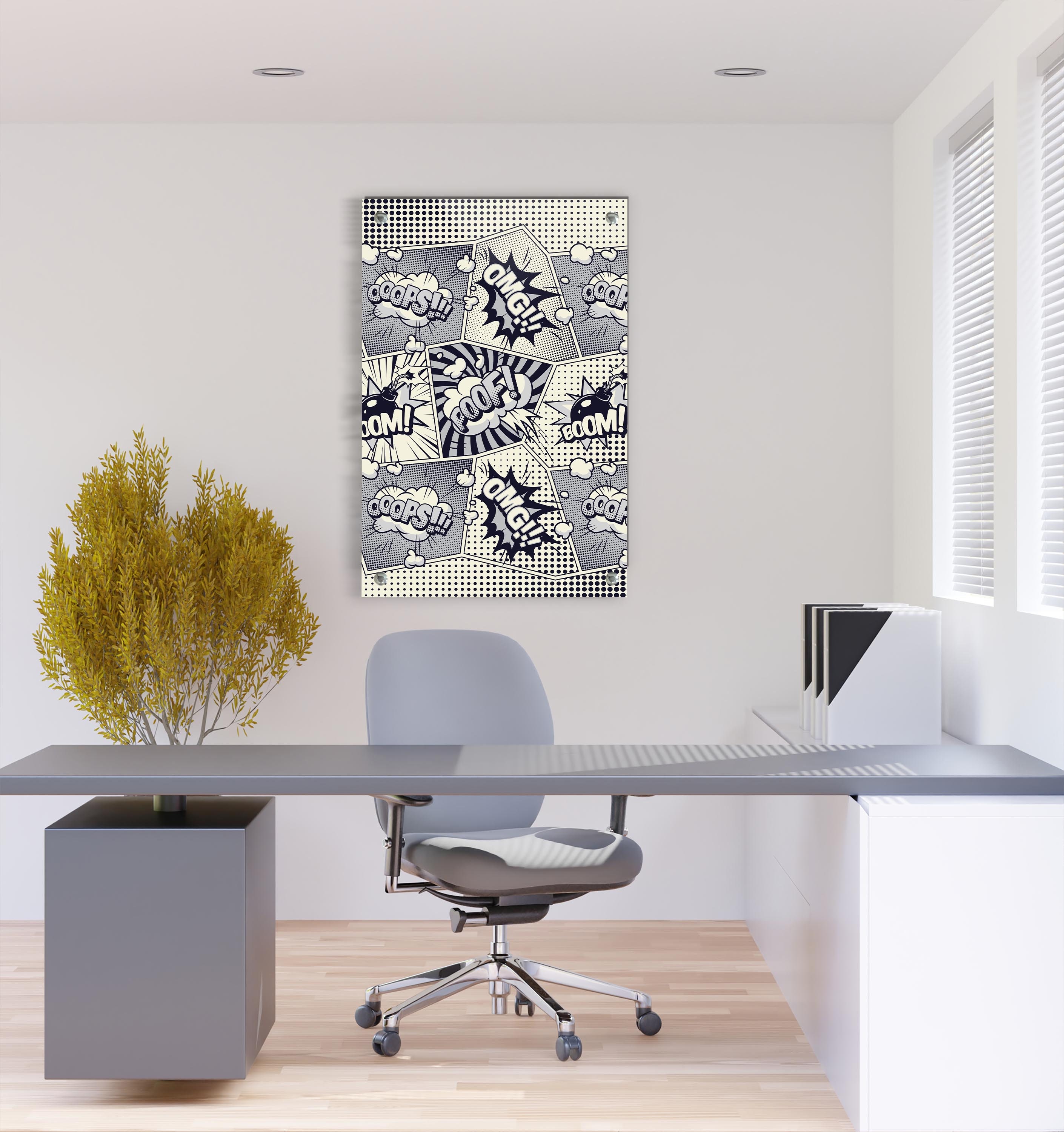 Comic Book Art, Pop Art Print, Retro Teens Room Wall Decor, Black and ...