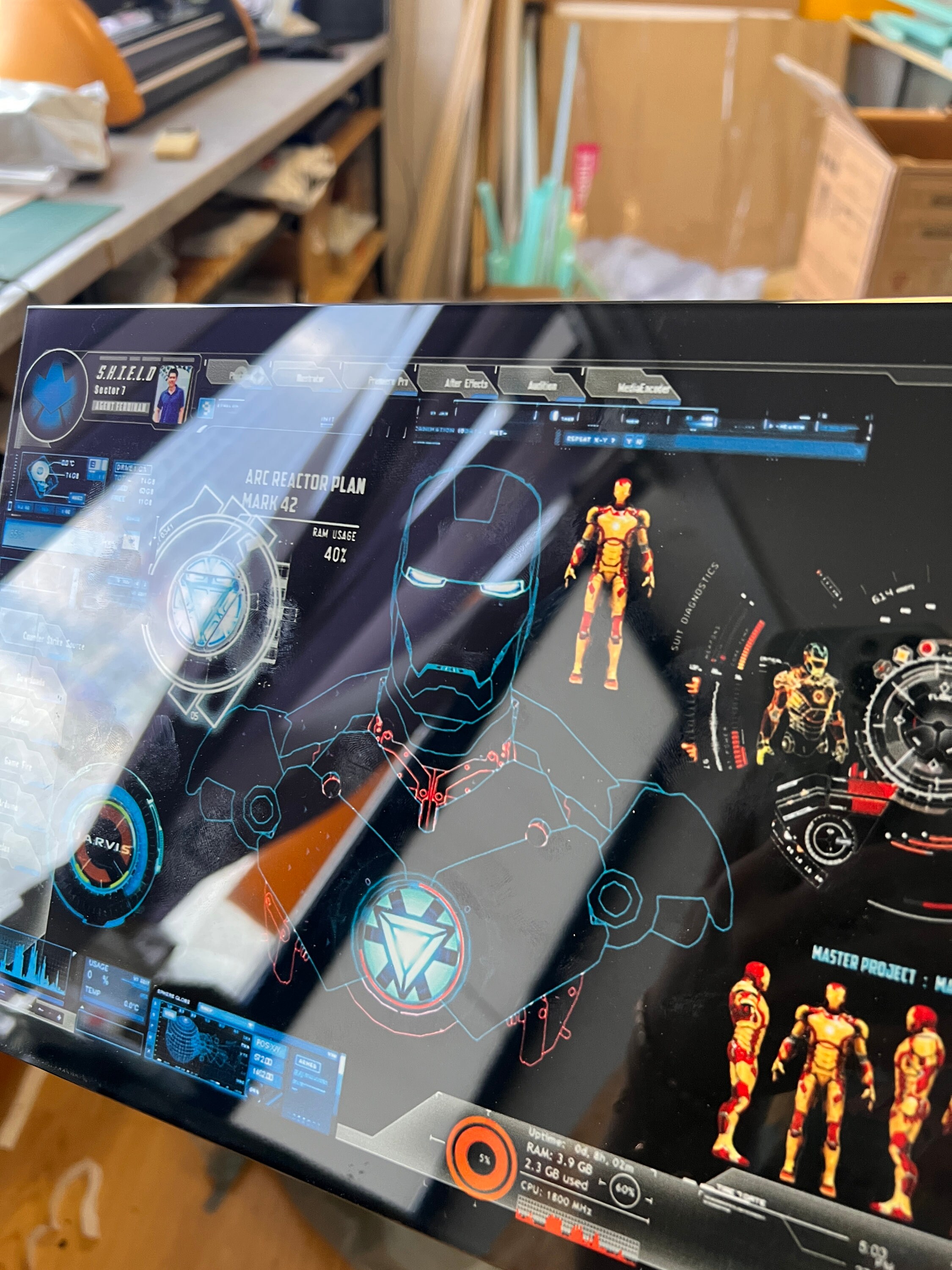 Iron Man Digital Wall Art, Shield Interface Print on Glass, Marvel ...