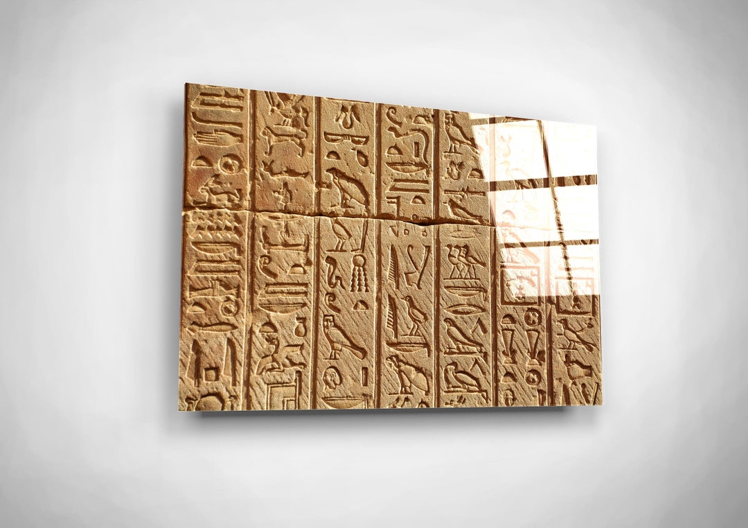 Egyptian Hieroglyphs Wall Art, Pyramid Art Print on Canvas, World ...