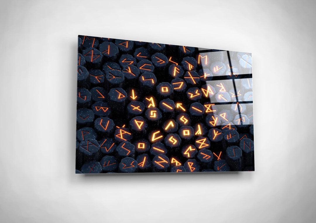 Runes Wall Art Runic Symbols Print on Canvas Glass - Etsy