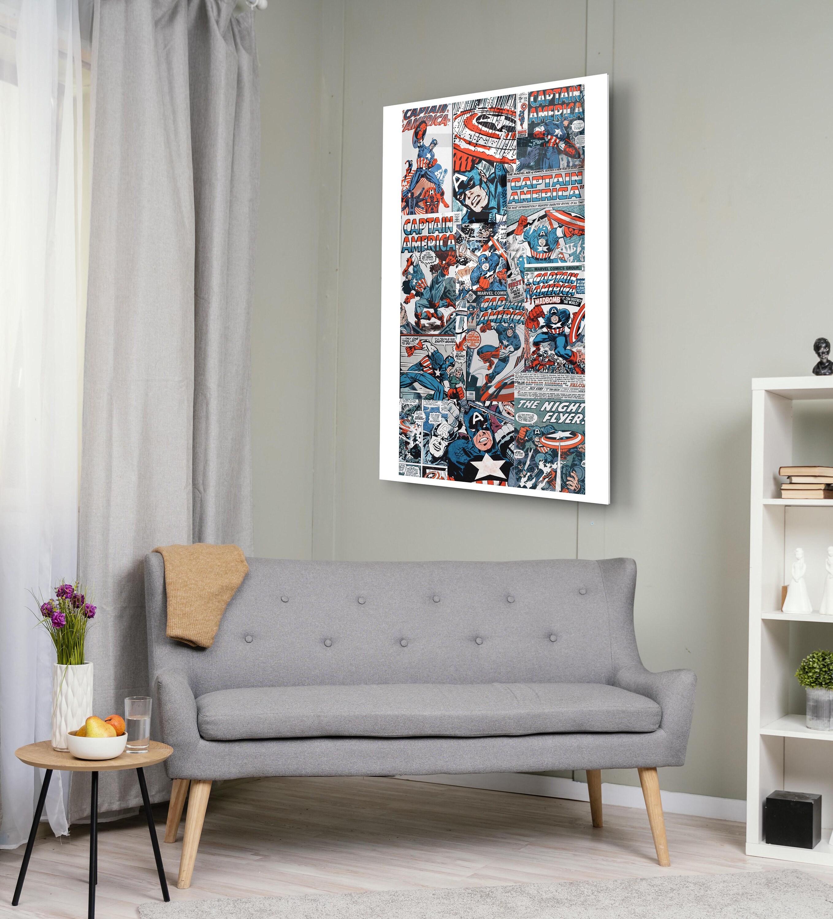 Captain America Decor Comic Book Art Print Avengers Glass - Etsy
