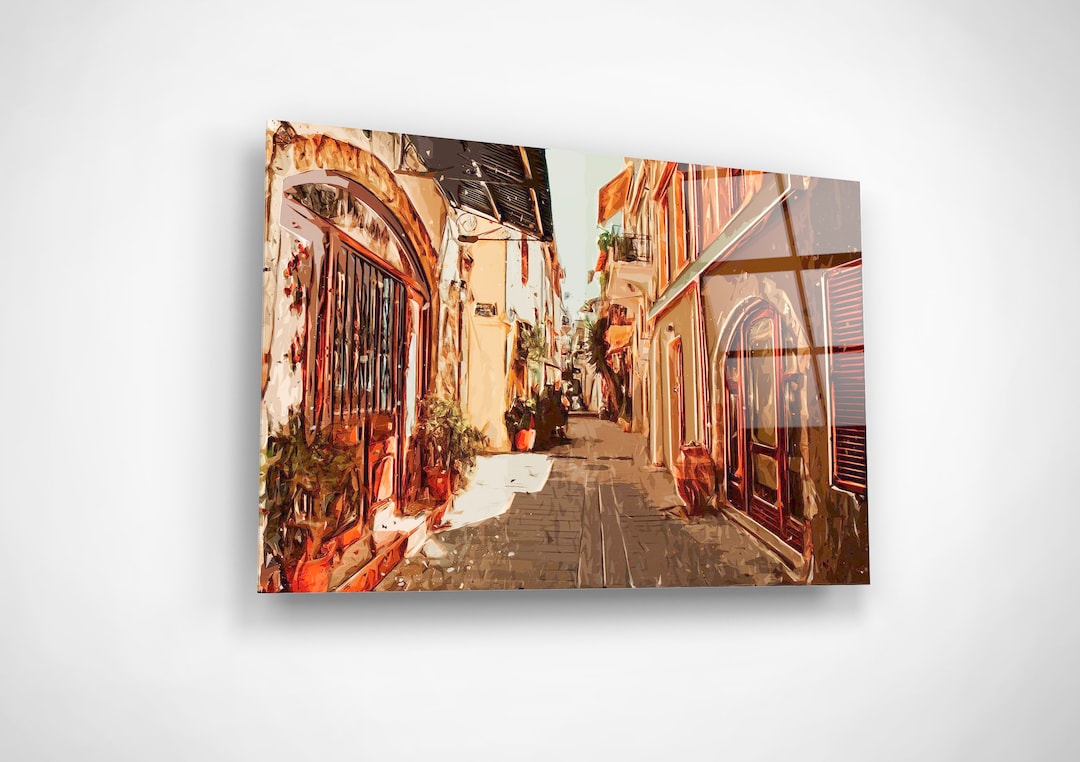 Sunny Town Alley Wall Art, Narrow Streets Landscape, Vintage Living ...
