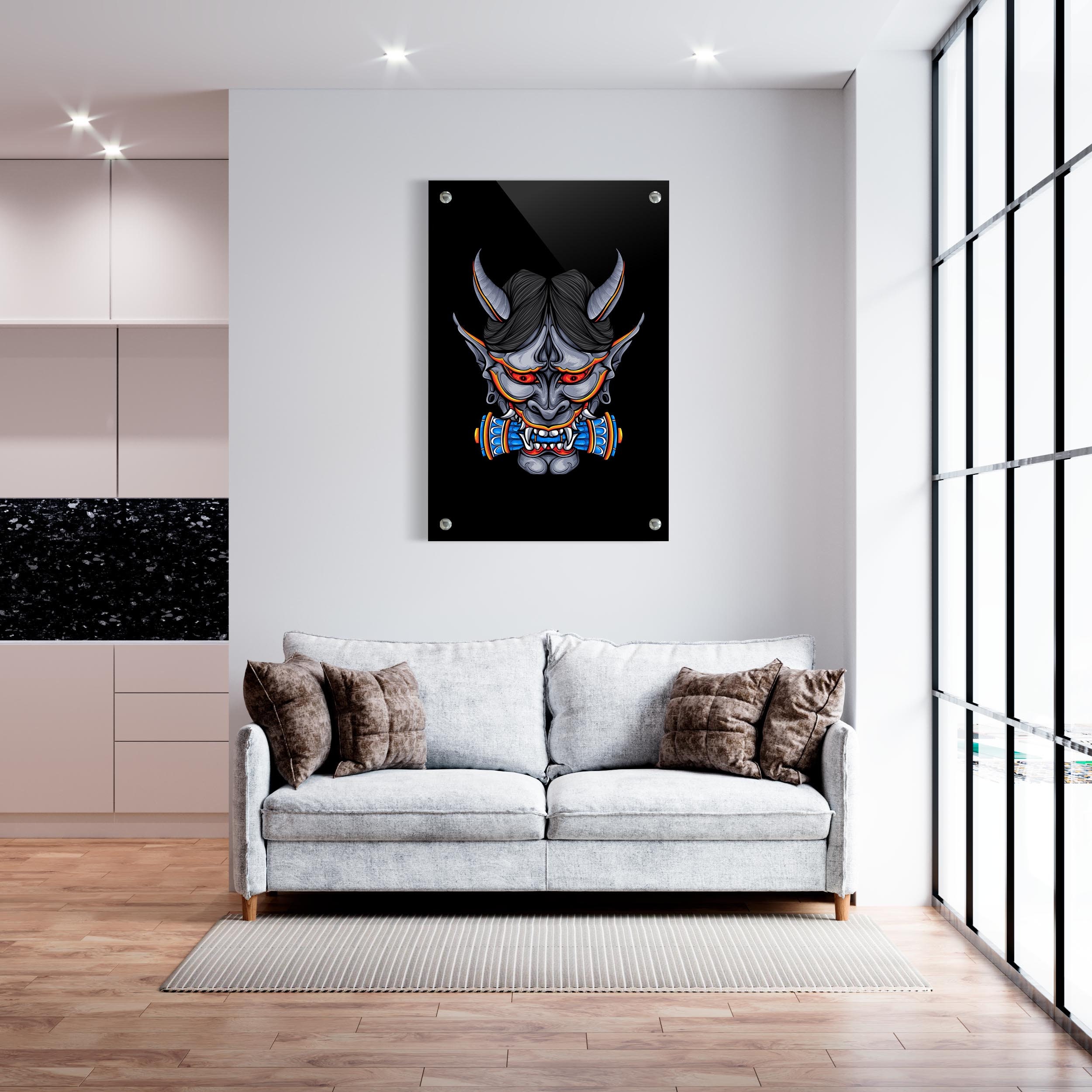 Japanese Oni Mask Wall Art Asian Demon Print Modern Game - Etsy