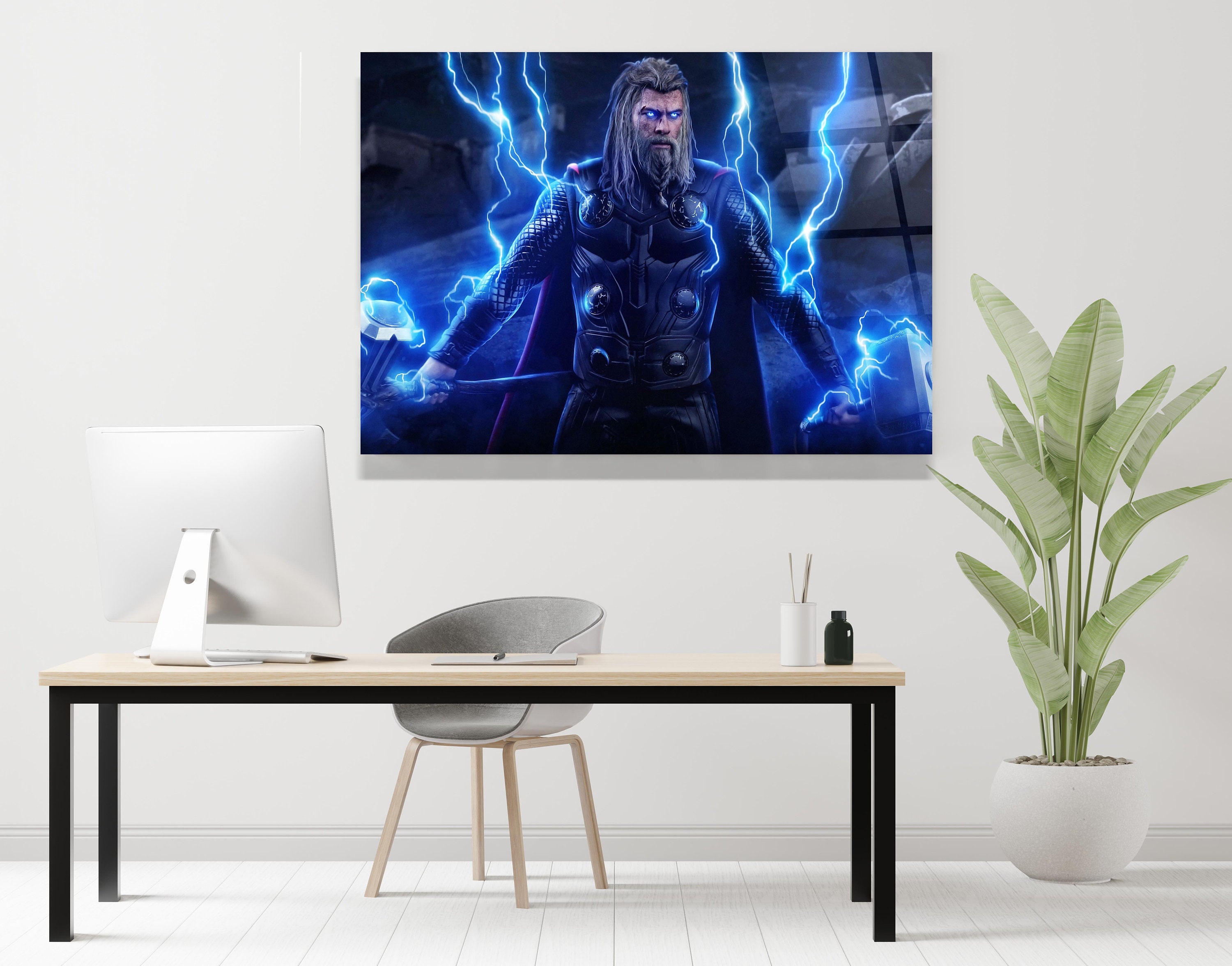 Thor God of Thunder Wall Art, Avengers Endgame Print, Marvels Gifts for ...