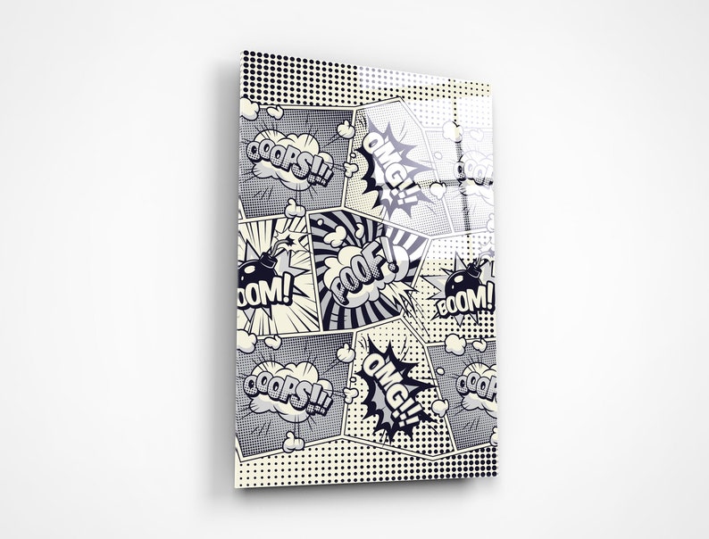 Comic Book Art, Pop Art Print, Retro Teens Room Wall Decor, Black and ...