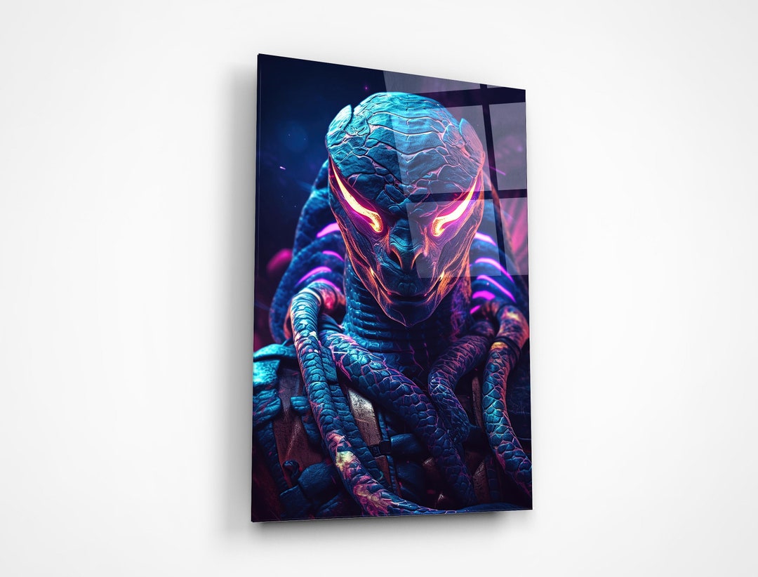 Cyborg Wall Art, Futuristic Cyberpunk Art, AI Generated Painting, Glass ...
