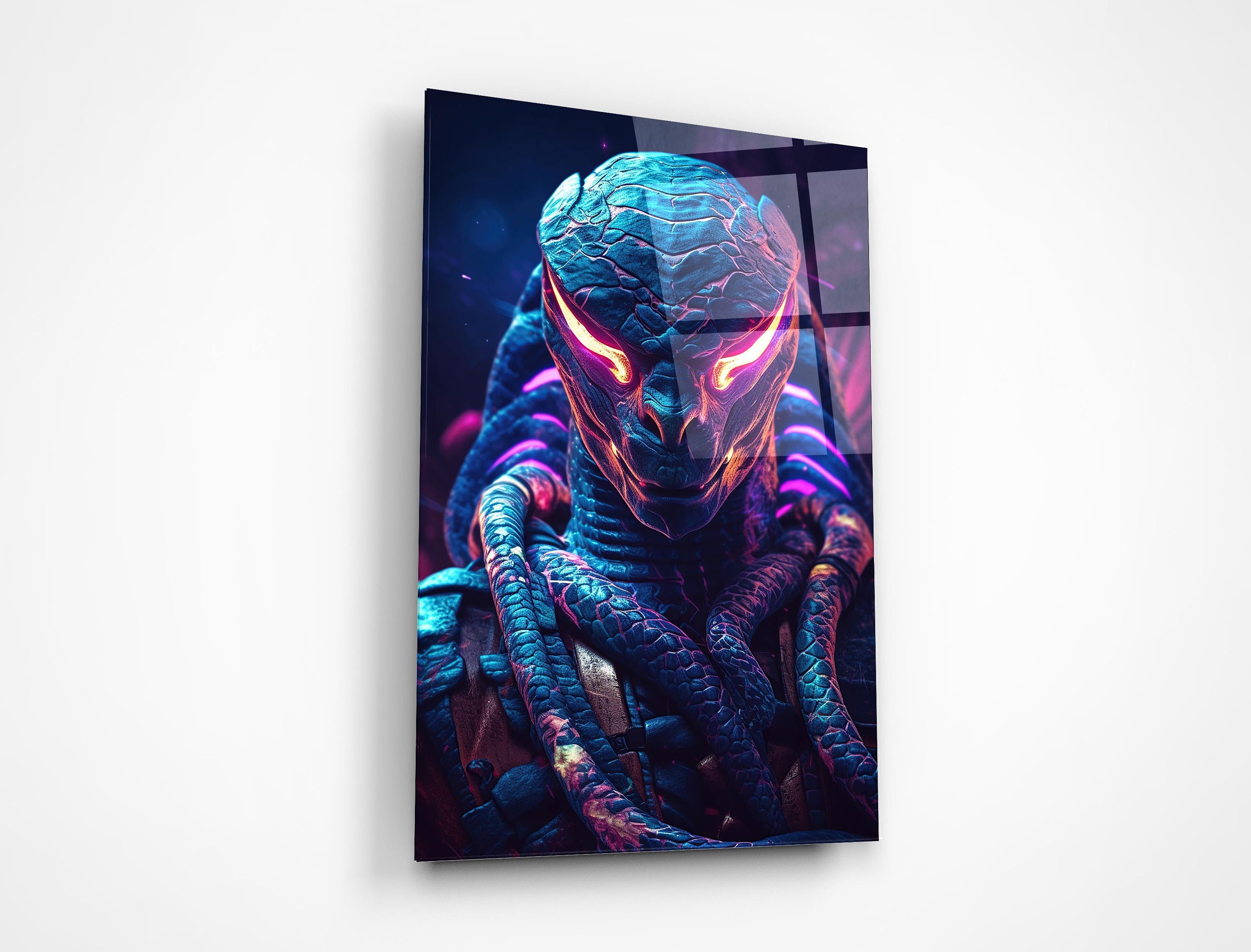 Cyborg Wall Art, Futuristic Cyberpunk Art, AI Generated Painting, Glass ...