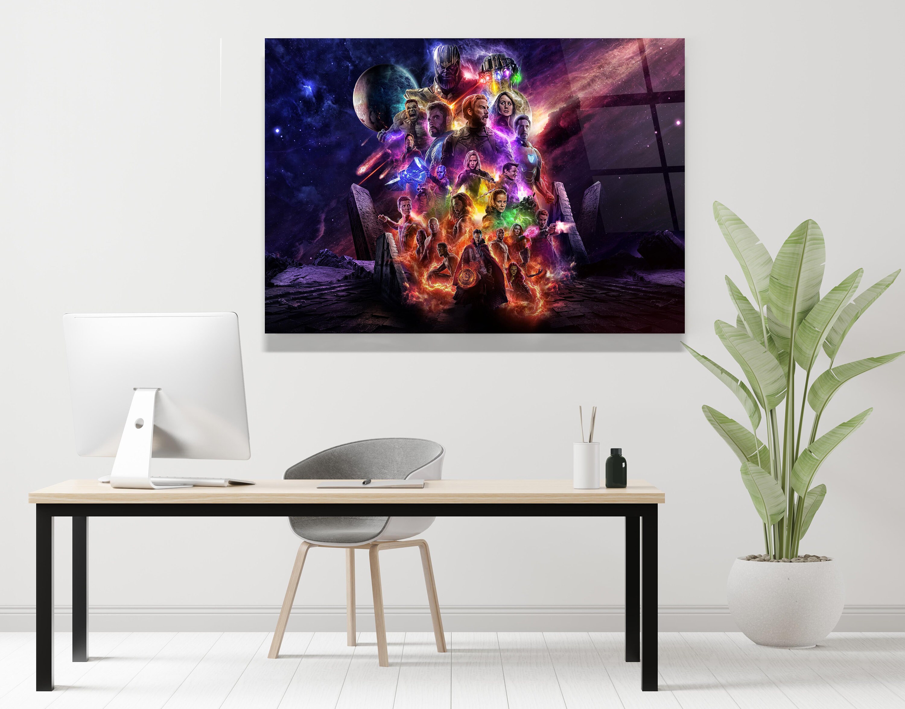Avengers Endgame Wall Art, Infinity War Gauntlet Glass Print, Marvels ...