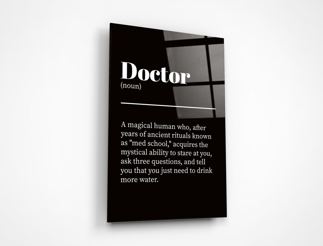 Funny Doctor Definition Tempered Glass Wall Art: Medical Student Gift ...