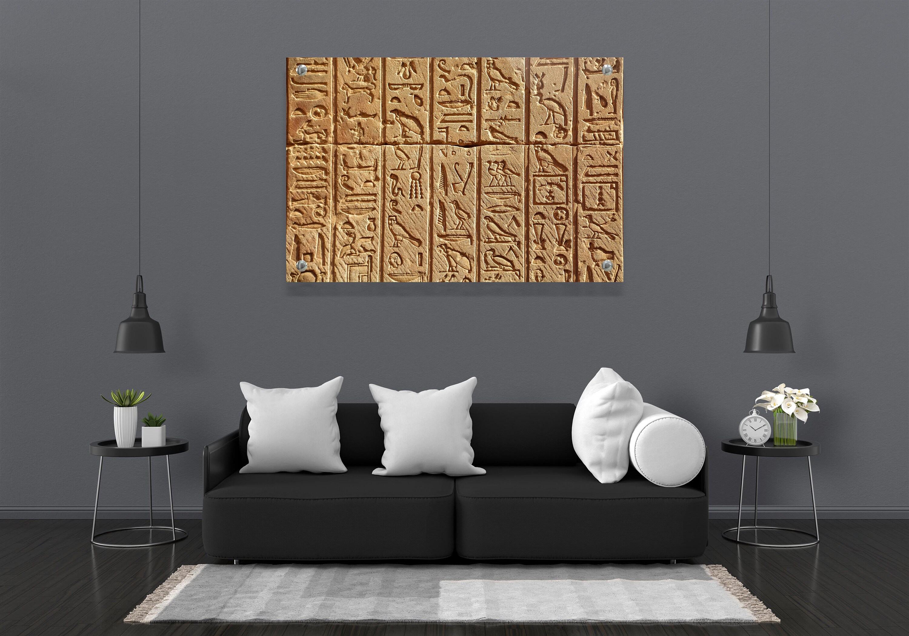 Egyptian Hieroglyphs Wall Art, Pyramid Art Print on Canvas, World ...