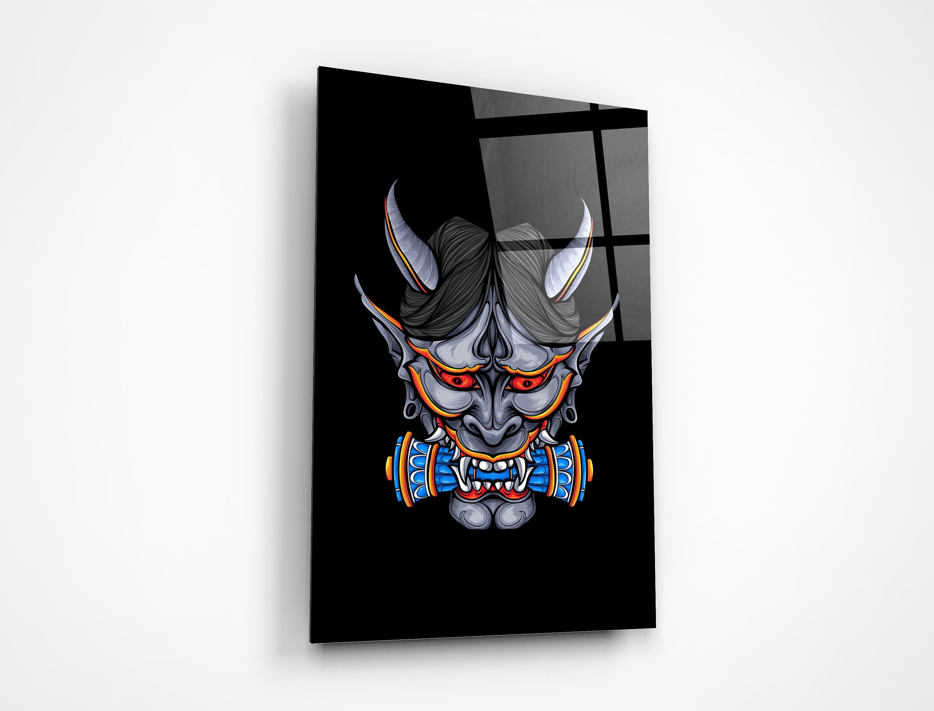 Japanese Oni Mask Wall Art Asian Demon Print Modern Game - Etsy