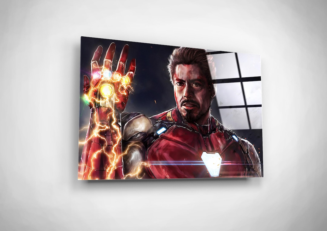 Infinity War Gauntlet Wall Art, Iron Man Painting, Glass Marvel Decor ...