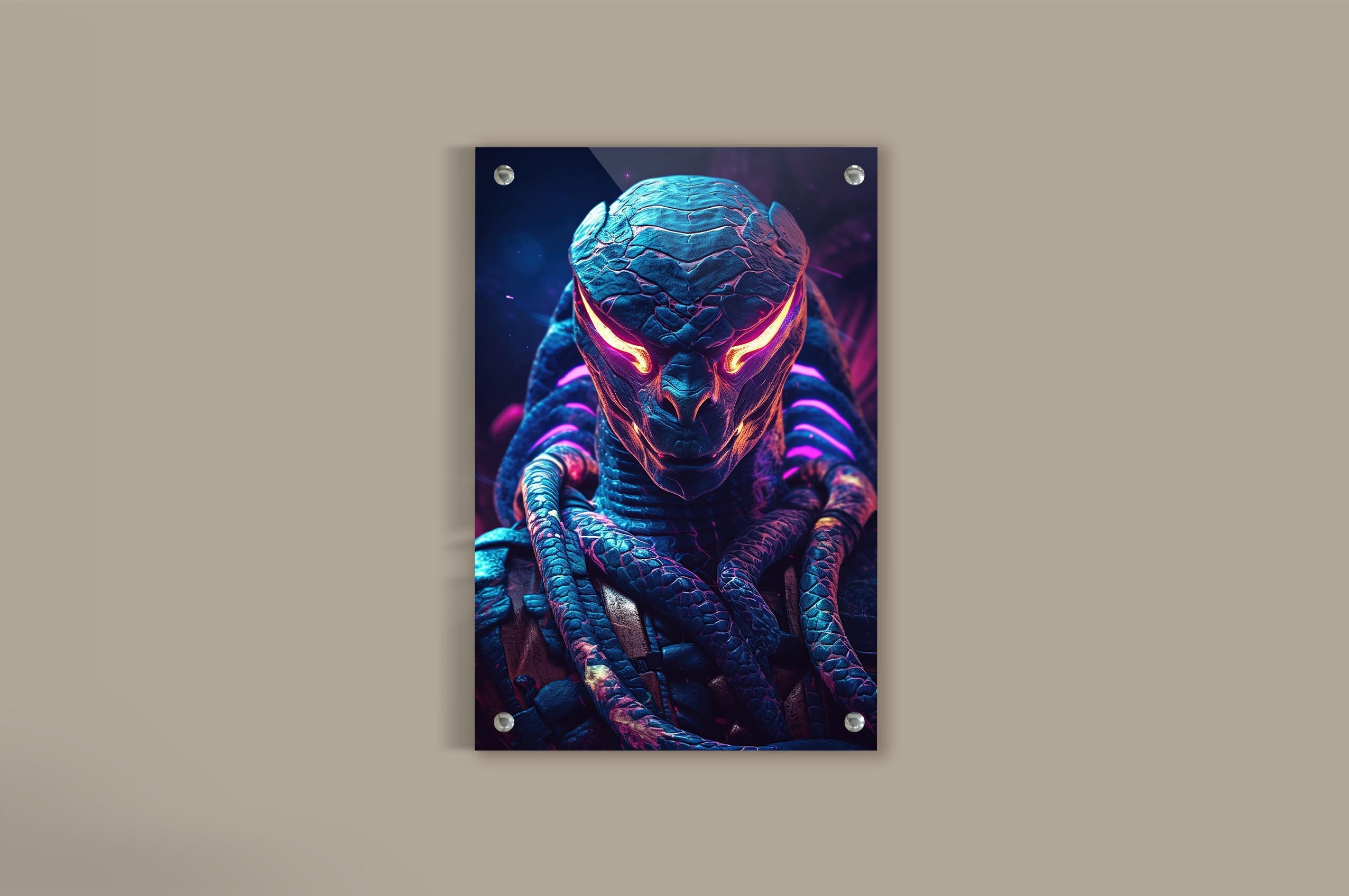 Cyborg Wall Art, Futuristic Cyberpunk Art, AI Generated Painting, Glass ...