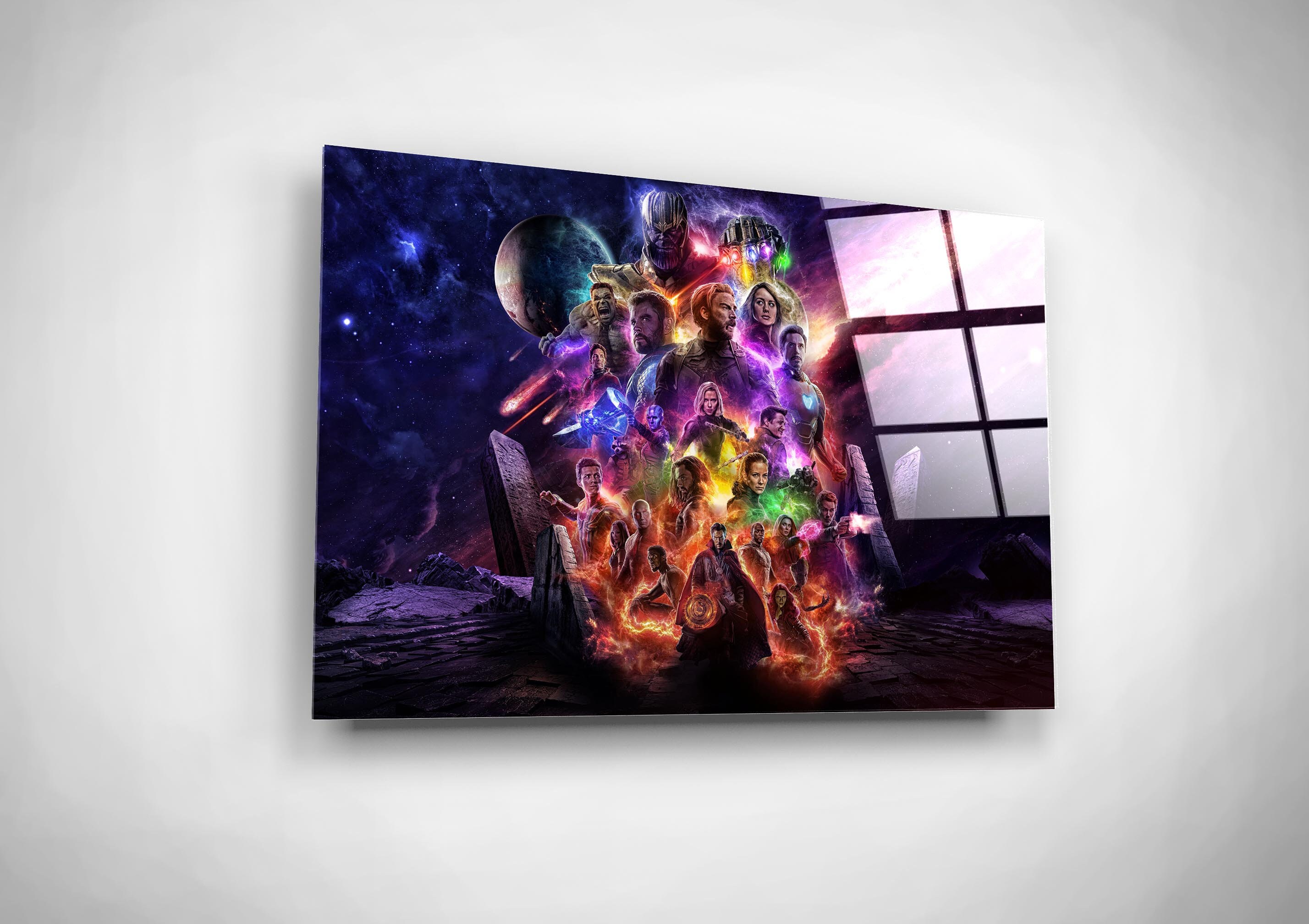 Avengers Endgame Wall Art, Infinity War Gauntlet Glass Print, Marvels ...