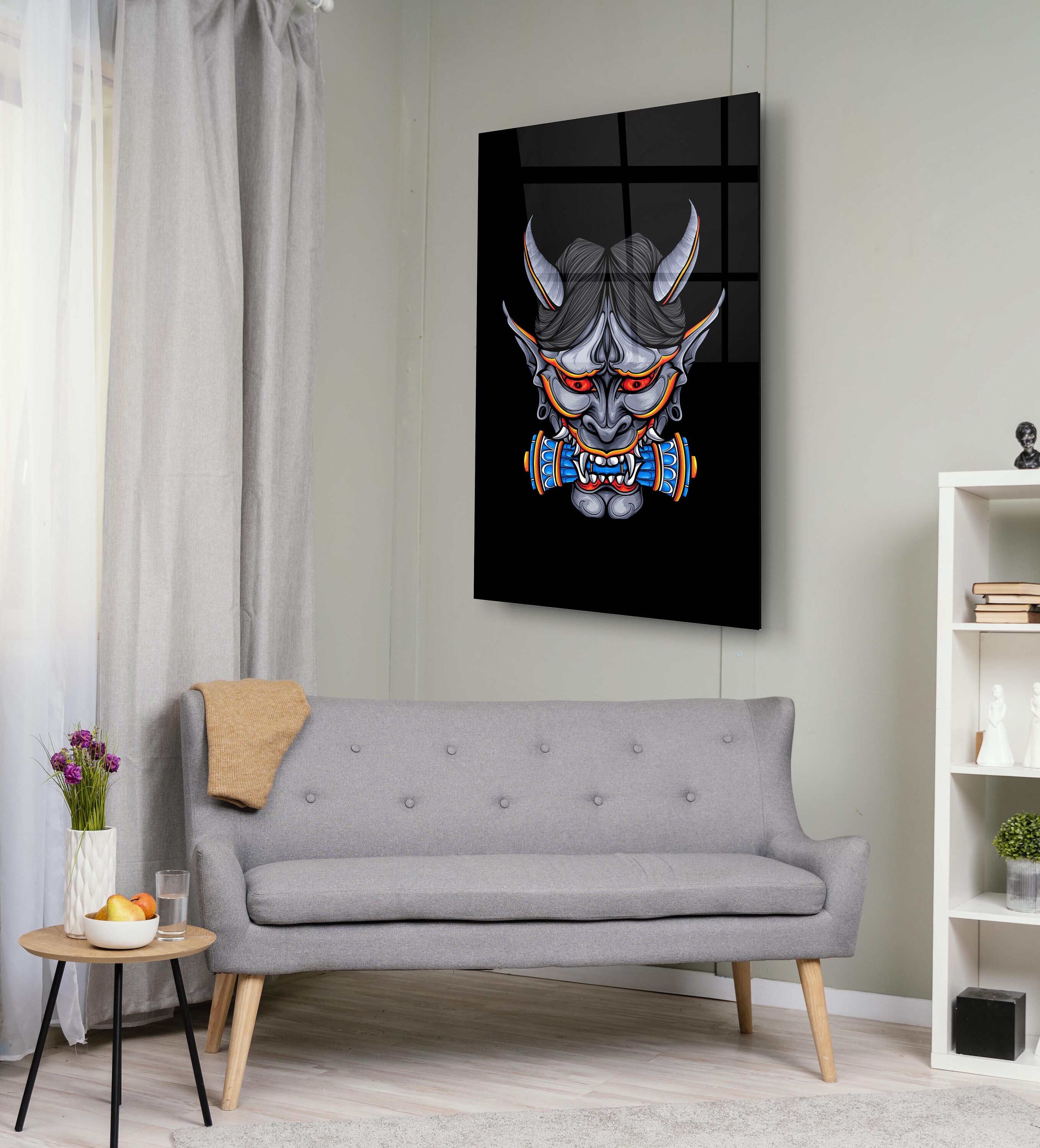 Japanese Oni Mask Wall Art Asian Demon Print Modern Game - Etsy