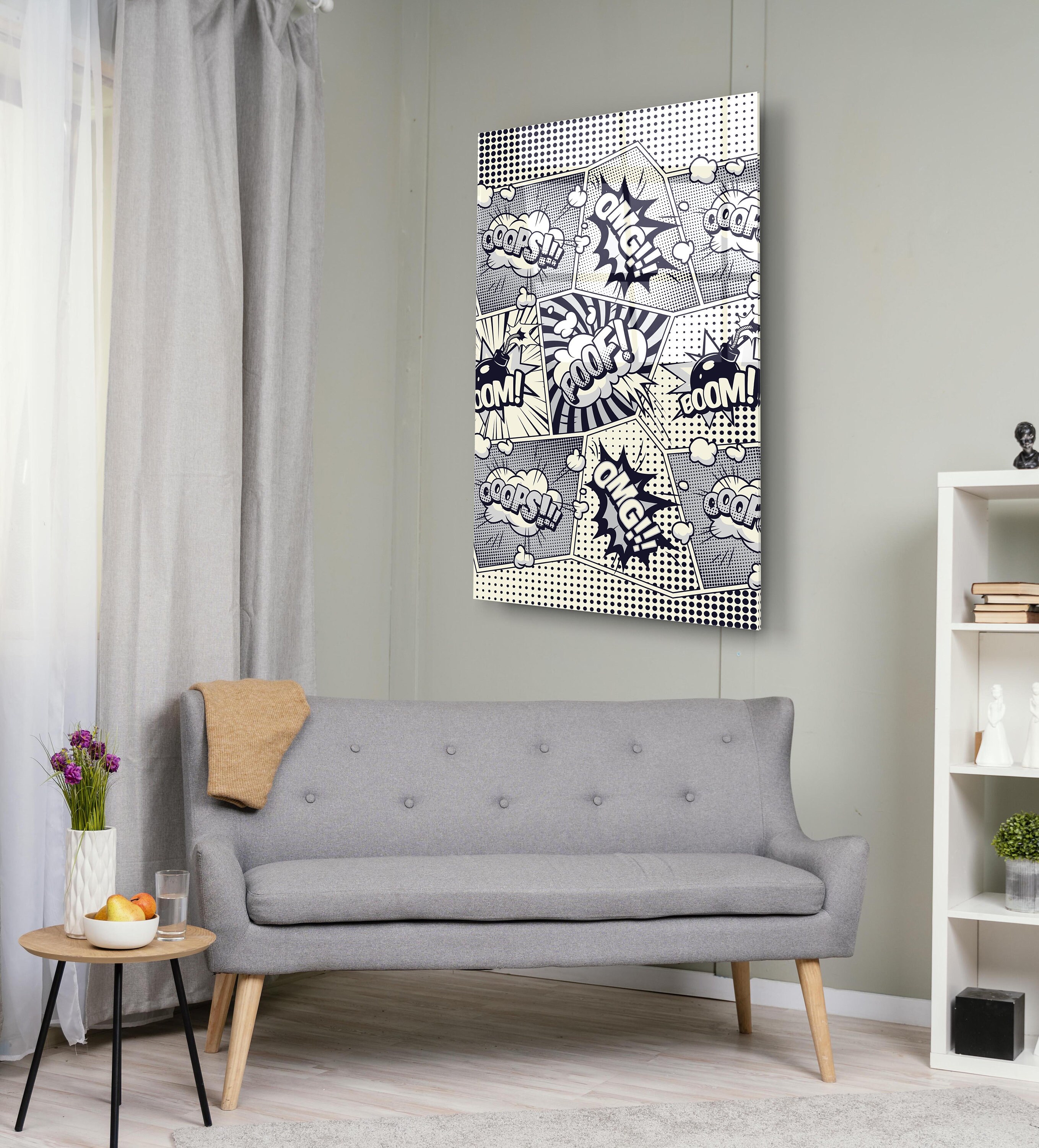 Comic Book Art, Pop Art Print, Retro Teens Room Wall Decor, Black and ...