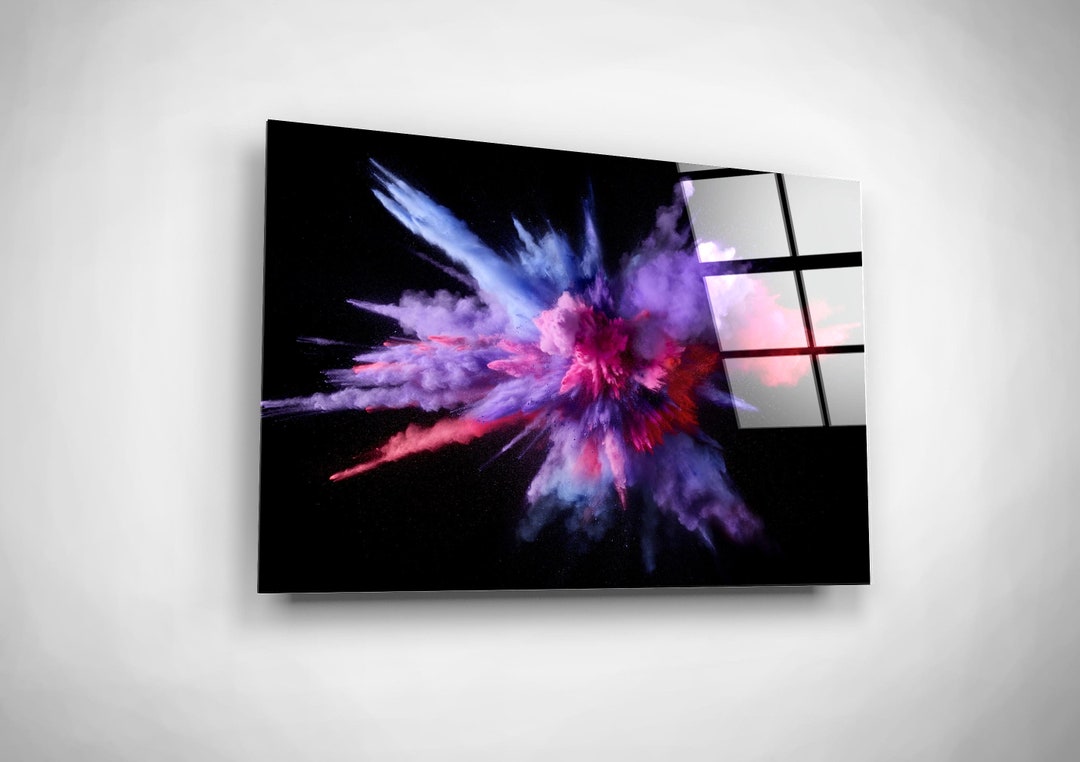 Smoke Explosion Wall Art, Minimalistic Painting, Glass Print, Liguid ...