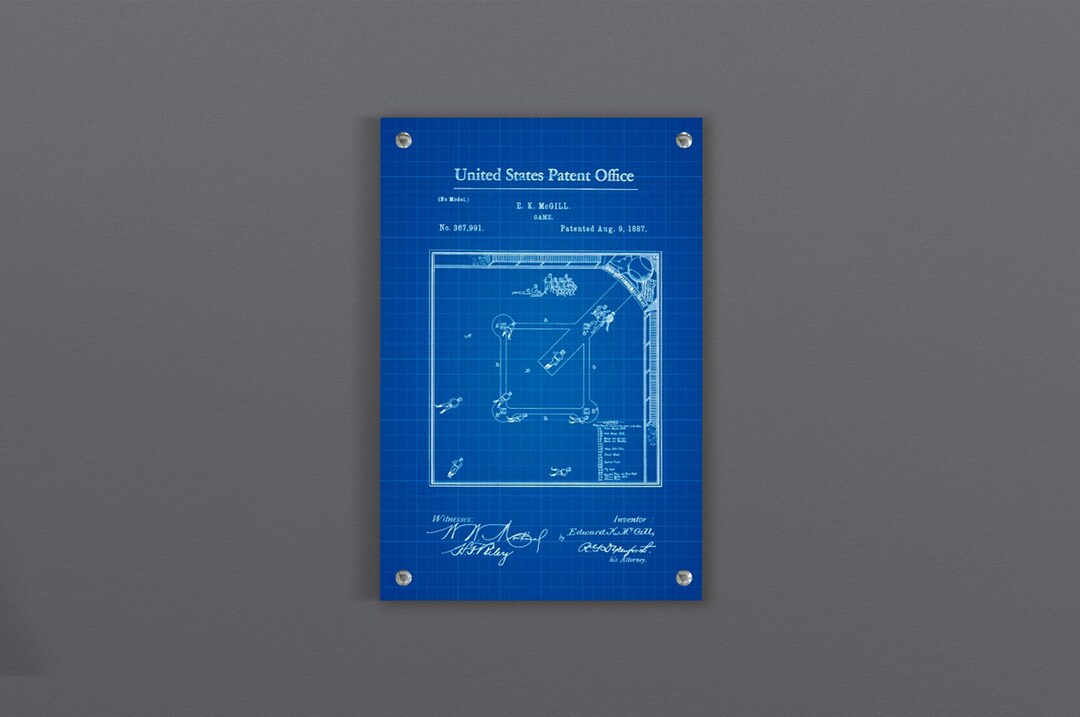 Baseball Field Blueprint, Sports Patent Print, Technical Wall Art ...