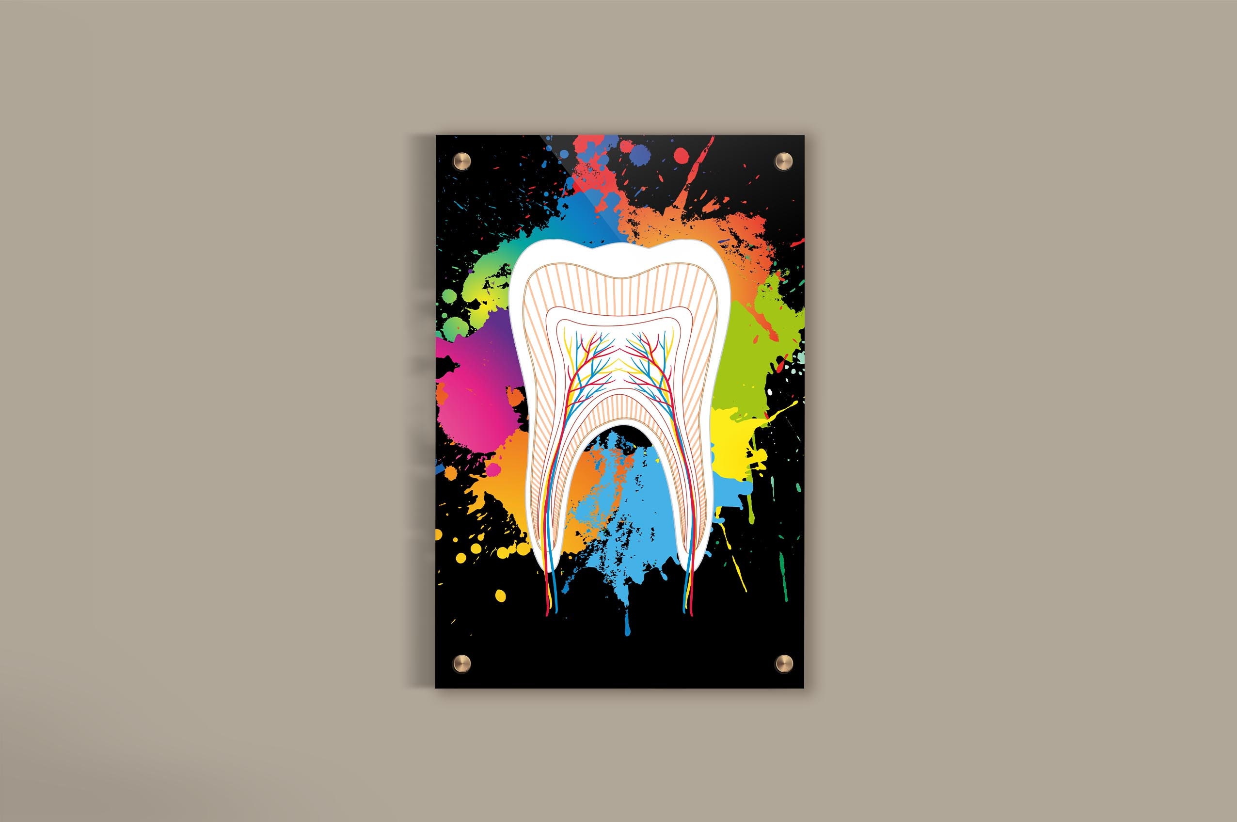 Colorful Tooth Wall Art, Dentist Gift Idea, Glass Childrens Dentistry ...