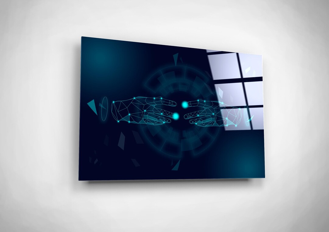 Cyber Wall Art, Creation of Adam Painting, Robotics Decor, Information ...