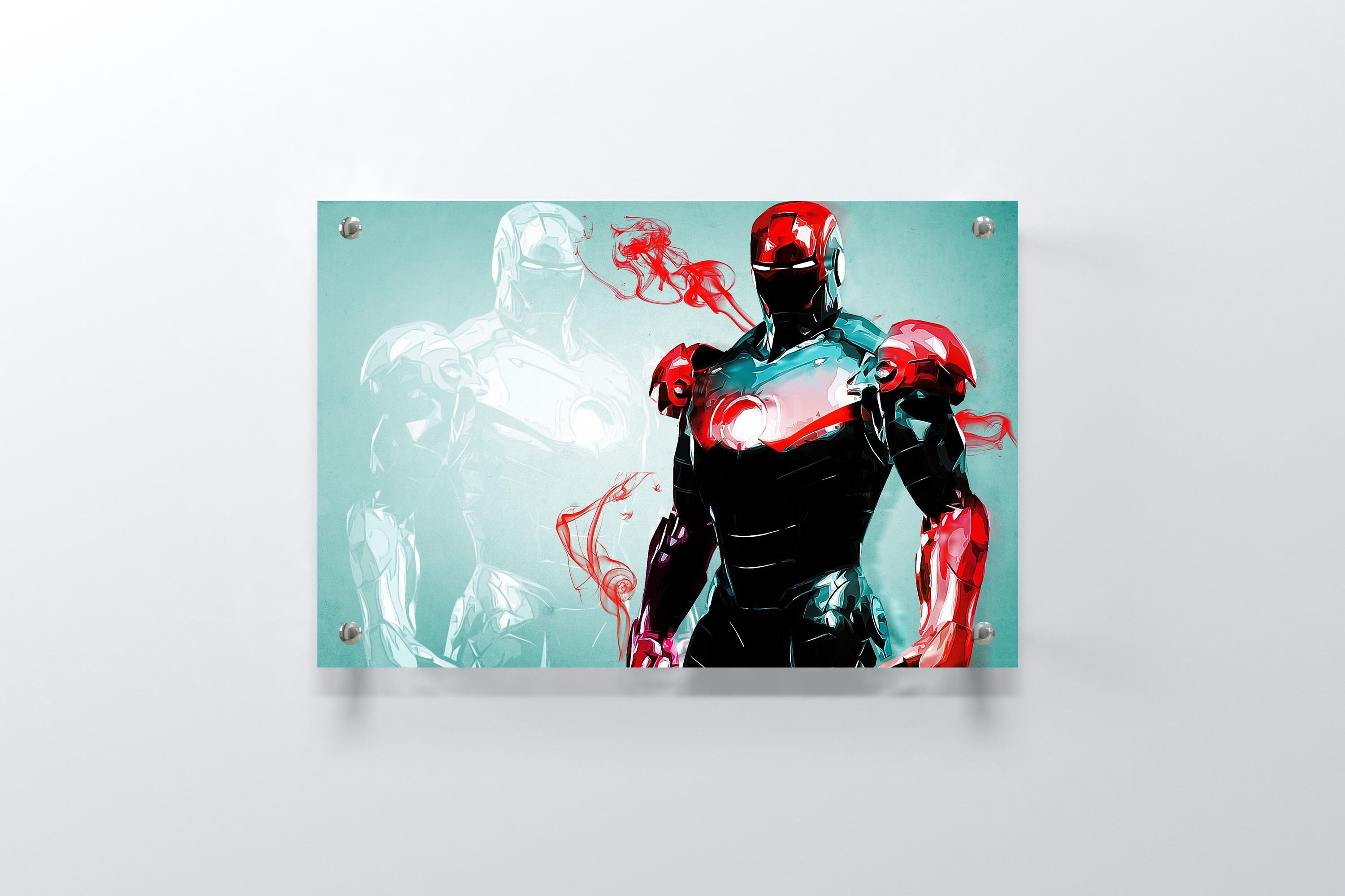 Iron Man Painting, Modern Man Cave Decor, Marvel Wall Art, Glass ...