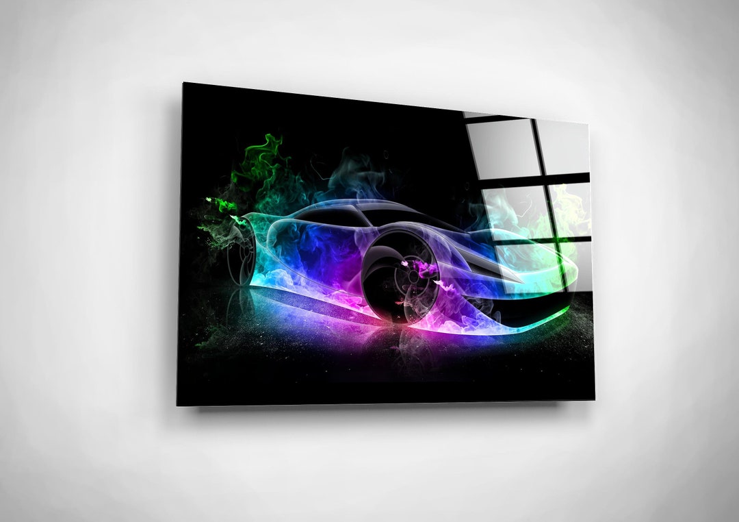 Sports Race Car Digital Art, Glass Wall Art, Little Brother Gift Idea ...