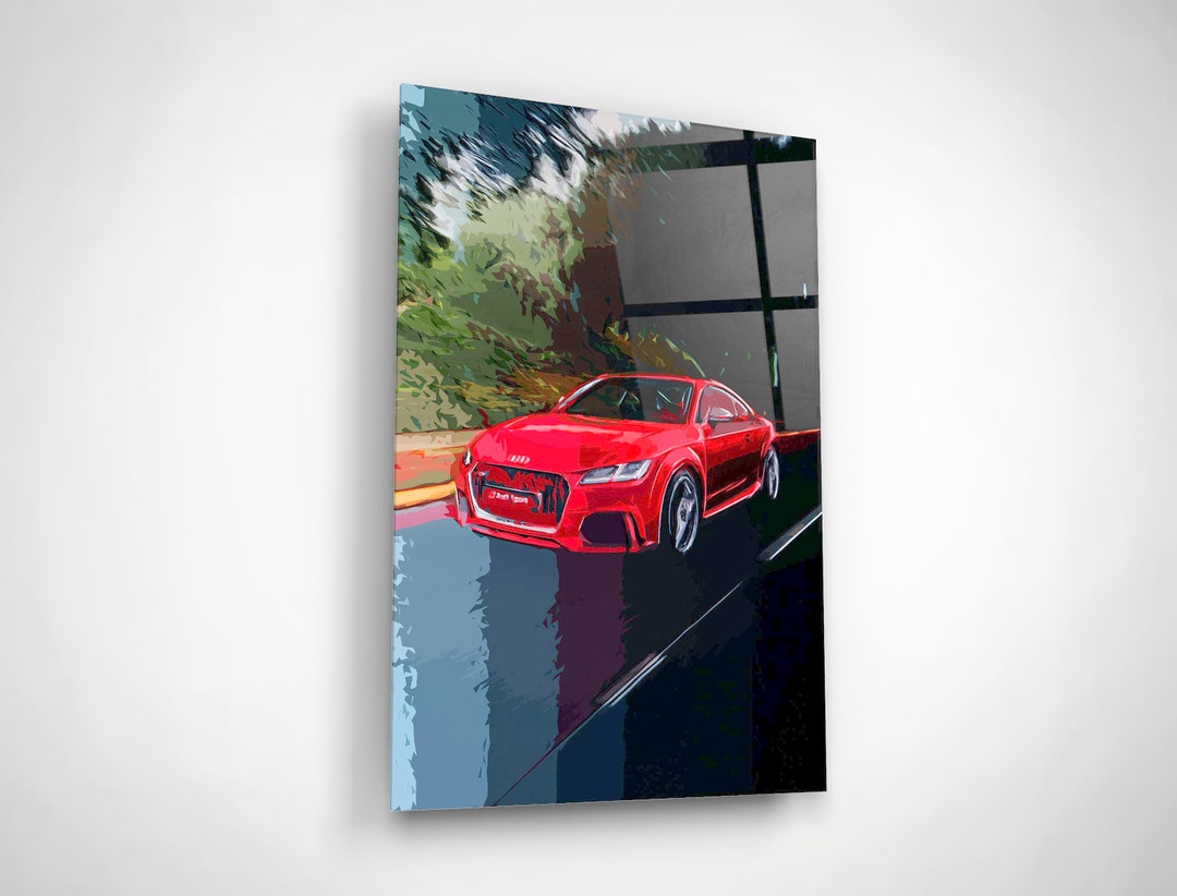 Red Car Glass Painting, Auto Wall Art, Automotive Garage Decor, Gift ...